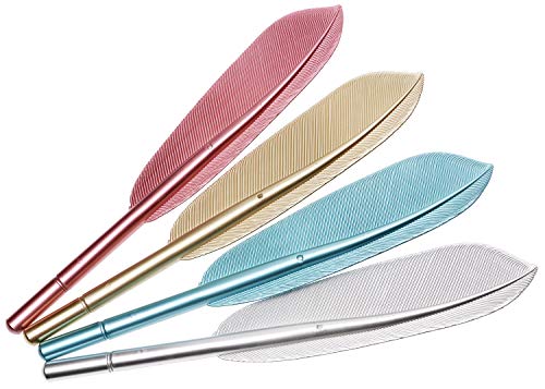 PENTA ANGEL Feather Pens 4Pcs Creative Rollerball Pens Artificial Wing Feather Ballpoint Gel Ink Pens Gift Set for Office School Teachers Students Stationary Supplies, Black Ink