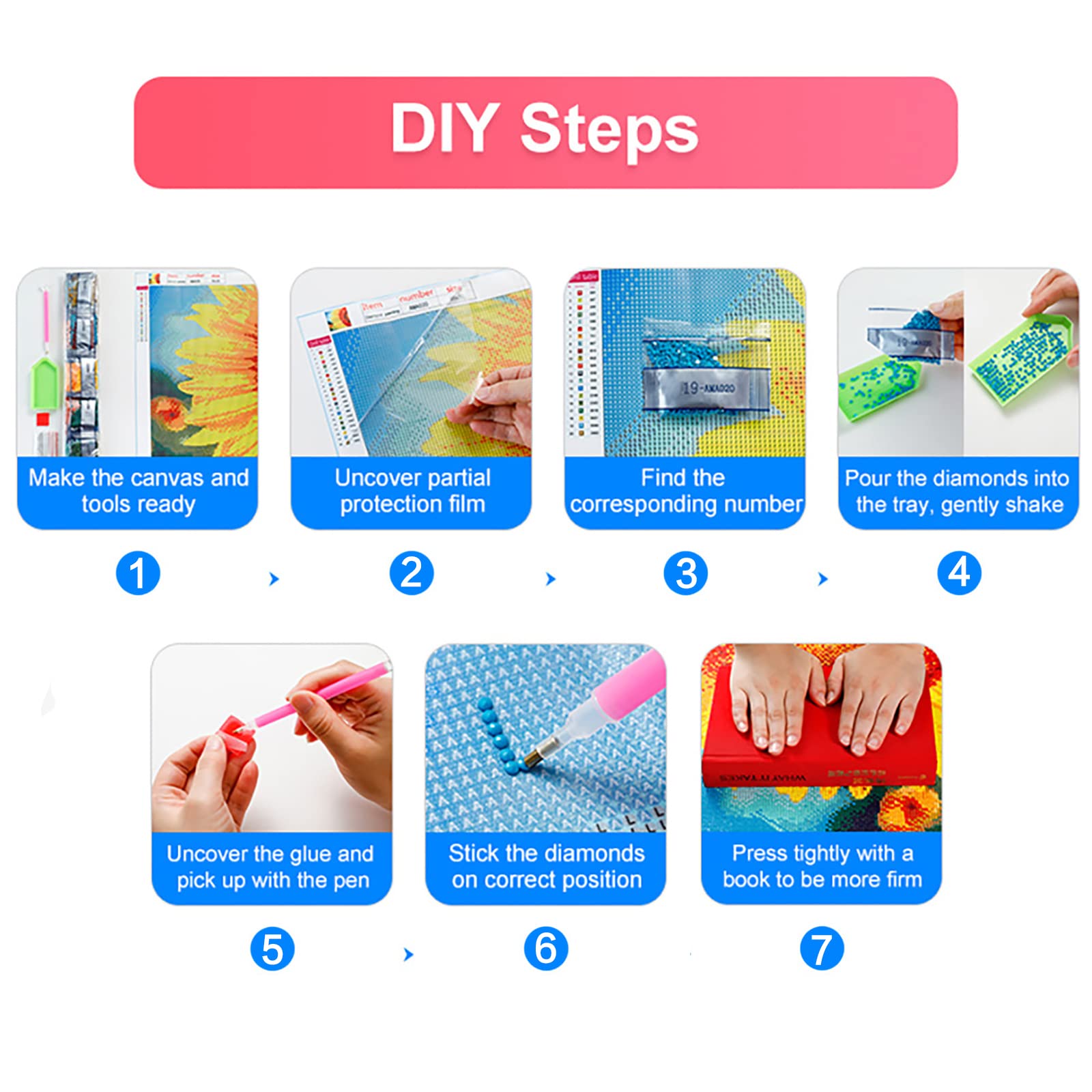 AEFPOYMXU 5D Crystal Diamond Painting Kits 4 Pack for Adults Beginner Paint by Number Canvas DIY Full Drill Beach Seashells Diamond Dots Art Crafts Kit for Wall Hanging Home Room Decor Gift