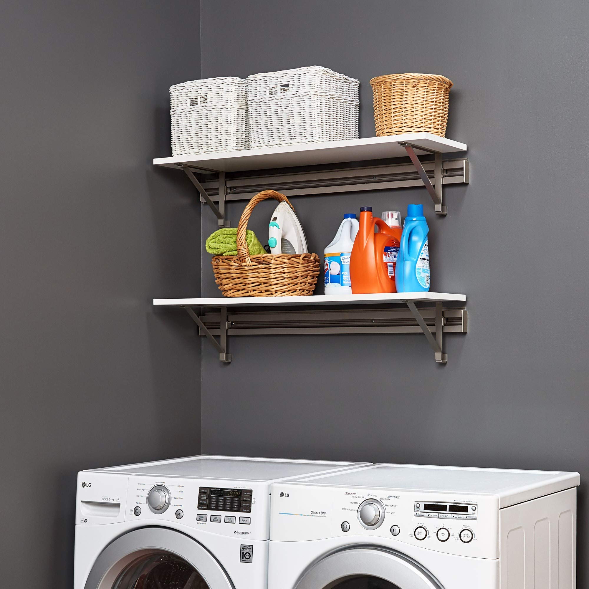 Arrange a Space Two 48" Long Shelf Kits Laundry Storage, White