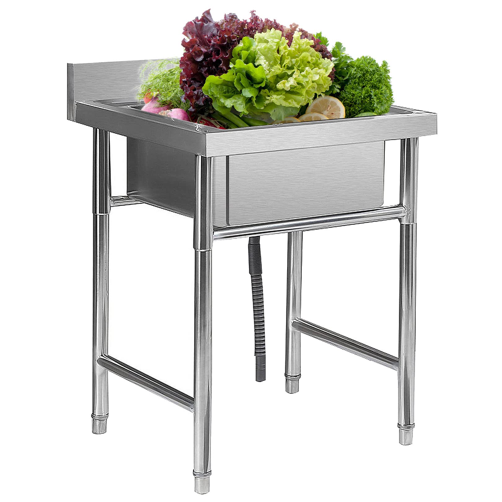 ALEEJA Portable Handwashing Sink, Commercial Sink Single Bowl Washing Sink, Stainless Steel Kitchen Sink Utility Sink for Restaurant
