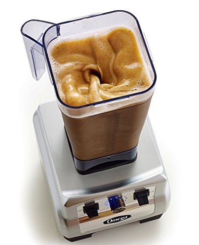 Omega OM6560S Blender Powerful 3 Peak HP Features Easy to Use Toggle Controls Plus Dial Speed Control with 10 Variable Speeds Includes Pulse and Stainless Steel Blade, Silver