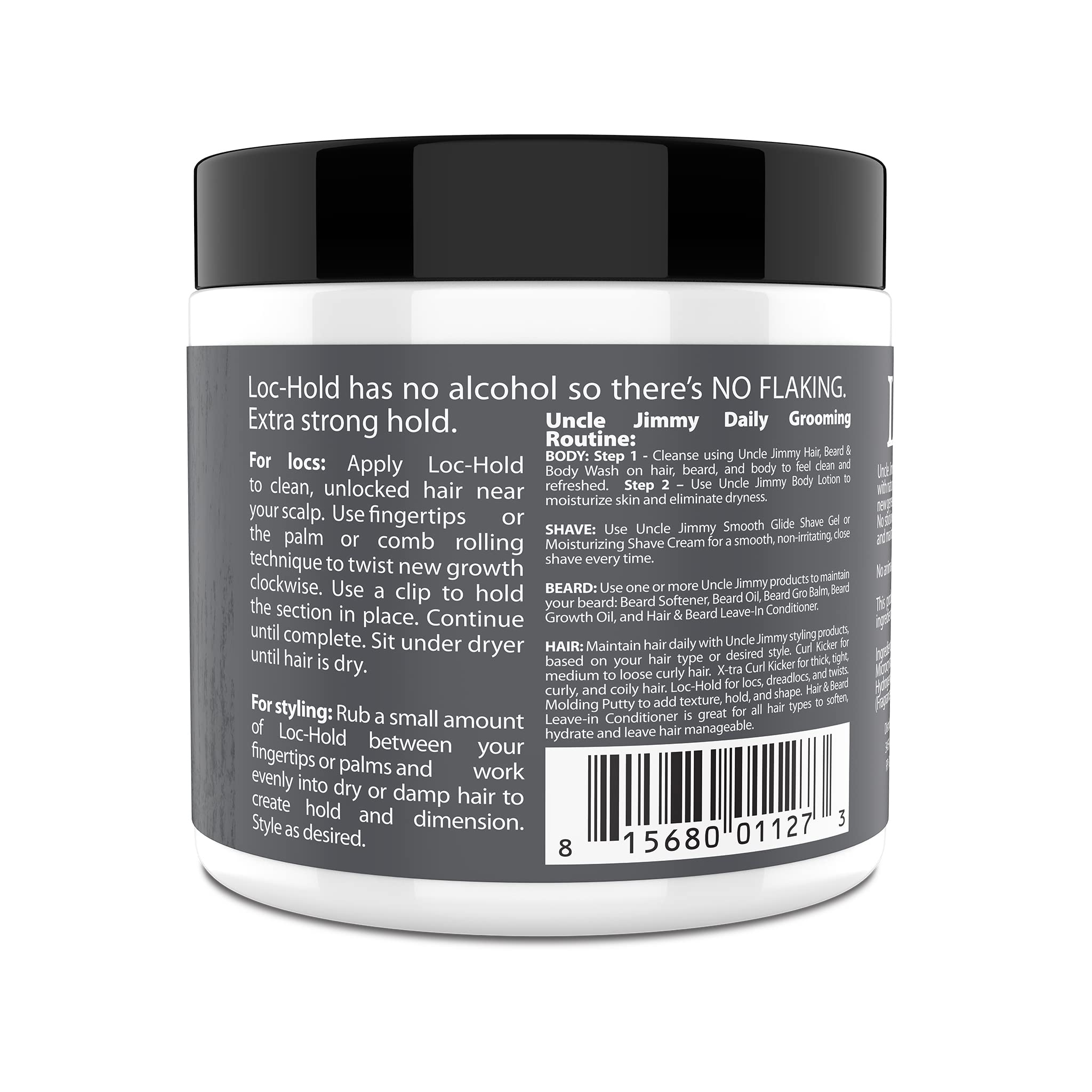 Uncle Jimmy Loc Hold Premium Hair Styling Pomade/Hair Wax - Medium to Strong Hold Clear Thick Formula Palmade 6 Fl Oz