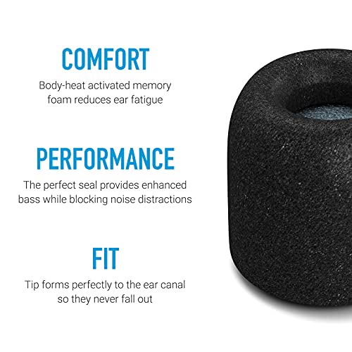 Comply Sport Pro Premium Memory Foam Earbud Tips for B&O Play Beoplay Earphones with Noise Reduction, Sweatguard, and Secure Fit, Black (Large, 3 Pairs)