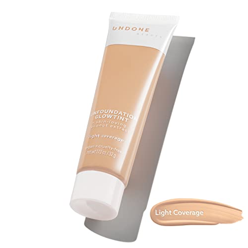 Undone Beauty Unfoundation Light Coverage Glow Tint Foundation with Coconut for Natural, Dewy Deep Neutral Glow - Enhances Face Shape, Cheeks, & Jawline - Buttercream Medium Light