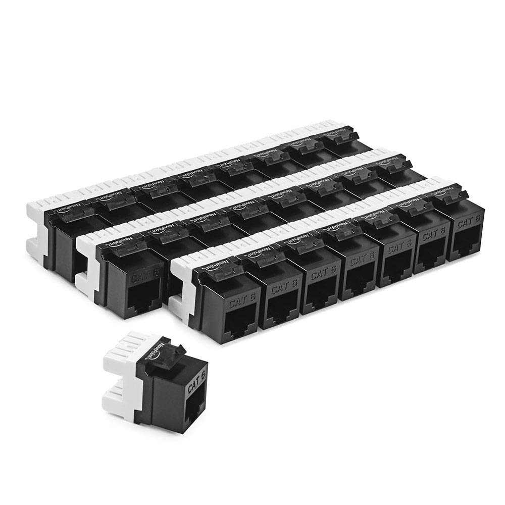 NavePoint 24-Port CAT6 UTP Patch Panel 1U with Keystones, Black