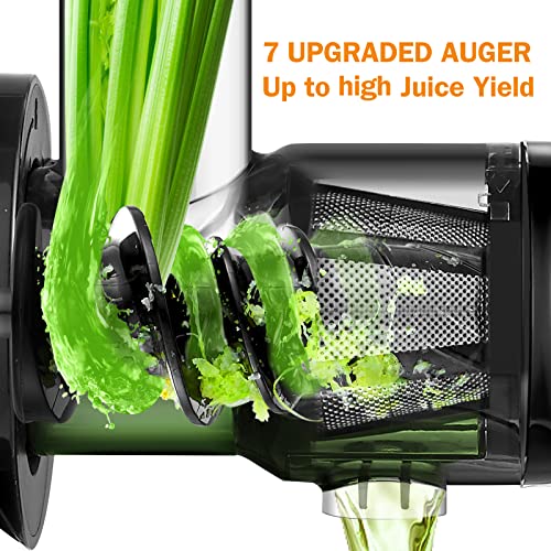 Cold PressJuicer,AMZCHEF Slow Masticating Juicer Machines with Reverse Function, High Juice Yield, Easy Clean with Brush,Recipes for High Nutrient Fruits and Vegetables, White(Updated)