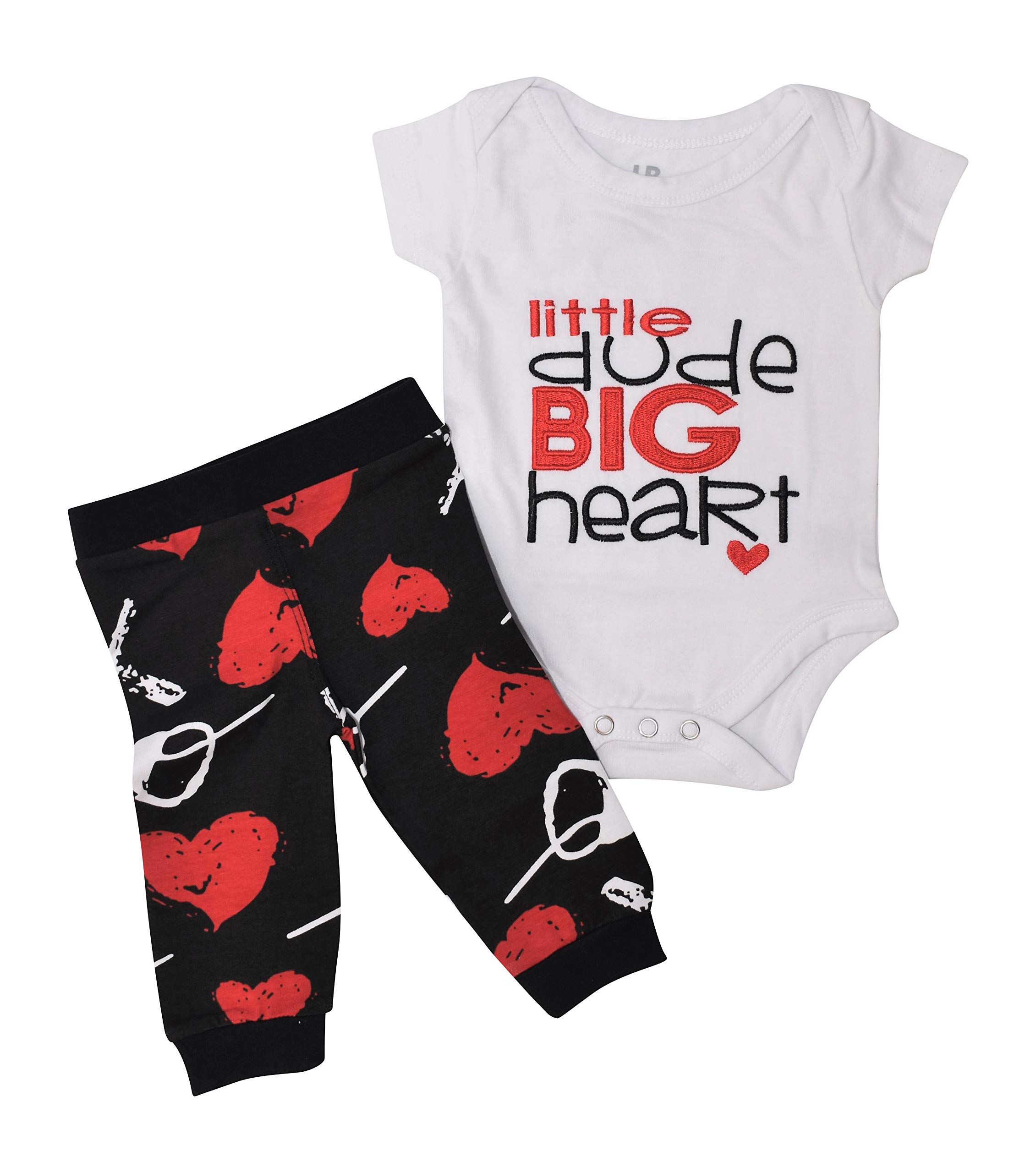Unique Baby Boys Valentine's Day Bodysuit with XO Pants Clothing Set (18m)