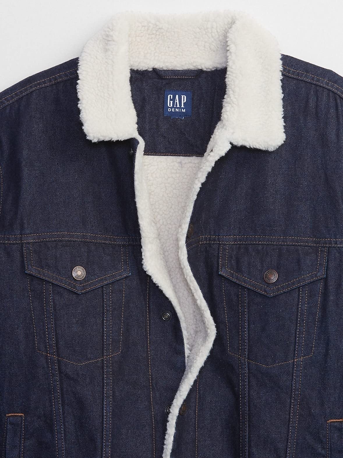 GAP mens Icon Sherpa Denim Jacket, Rinsed, Large US