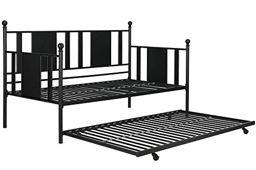 DHP Lavinia Metal Daybed with Trundle, Full Size Sofa Bed, Black
