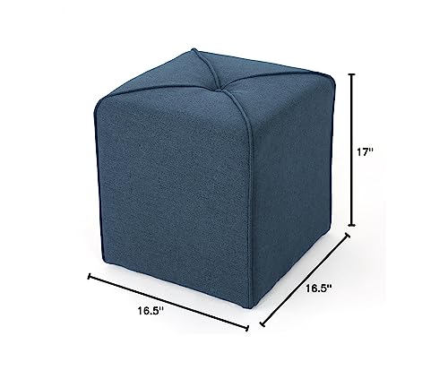 Christopher Knight Home Kenyon Fabric Square Ottoman, Navy Blue 16.5 x 16.5 inch