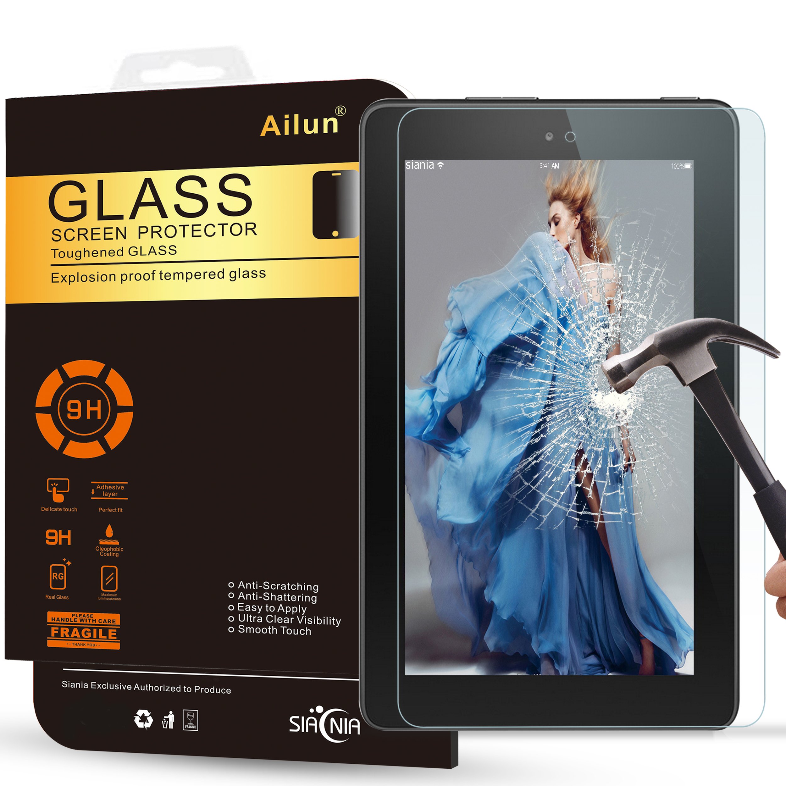 Ailun Screen Protector for Fire 7 7Inch 5th, 7th, 9th Generation 2019, 2017 and 2015 Release Tempered Glass 9H Hardness 2.5D Edge Ultra Clear Anti Scratch Case Friendly Not for Fire 7 2022