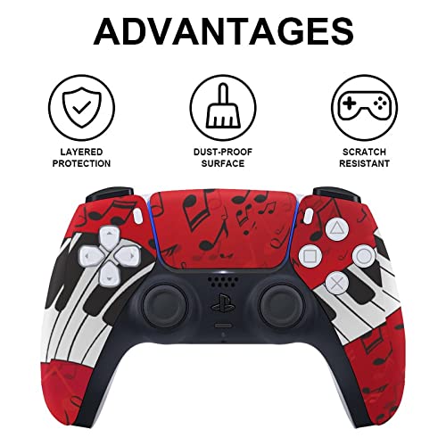 Abstract Piano Full Protective Skin Cover Design Wrap Decal Sticker Compatible with PS5 Disk Version Console and Controller