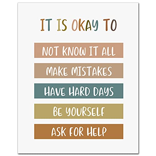 Boho Classroom Decor It Is Okay To Be Yourself Classroom Wall Decor Teacher Gift Child Art Playroom Decor Classroom Quotes - UNFRAMED (8X10 INCH)