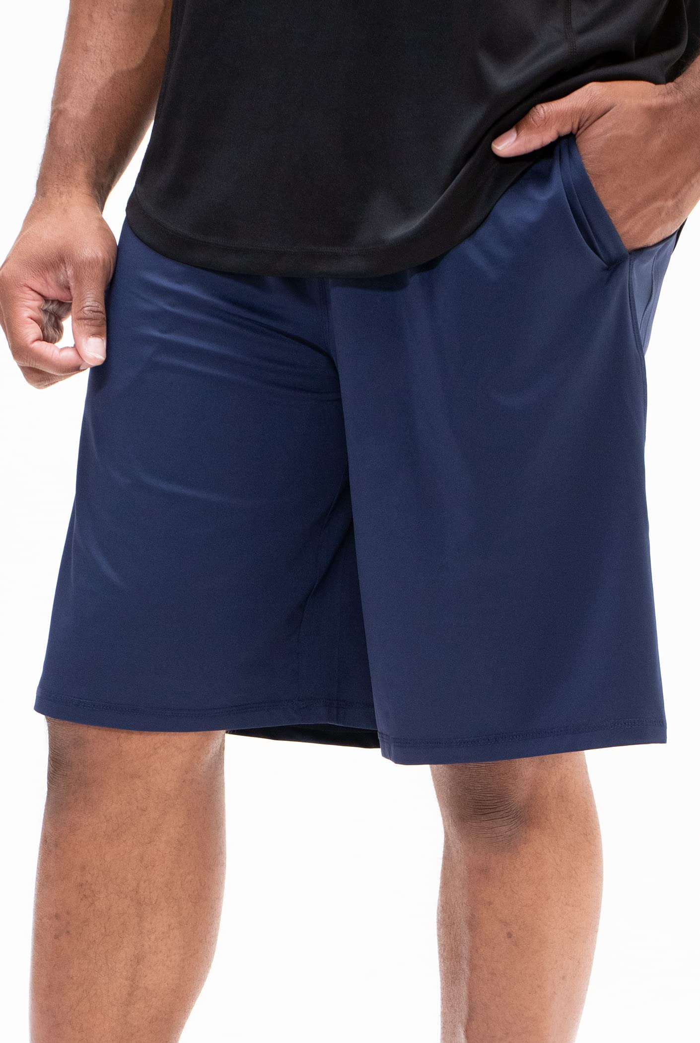 DEVOPS Men's 2-Pack Loose-Fit 10" Workout Gym Shorts with Pockets (Medium, Black/Navy)