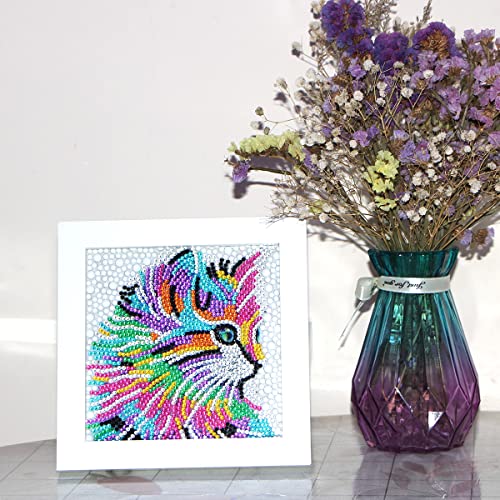 FURDOHAI 5d Diamond Art for Kids Suitable for Ages 6-12 Diamond Art and Crafts Creative Gift (cat)