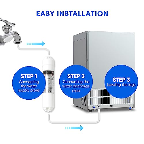ICEJUNGLE Commercial Ice Maker, 88lbs/24H Ice Machine Self Clean, Stainless Steel Freestanding Ice Machine for Restaurant/Bars/Home/Offices Includes Scoop