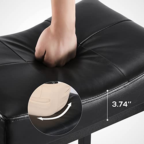 FLYZC Counter Height Bar Stools Set of 2, 24 Inch Stools for Kitchen Counter with Soft Cushion Bar Stools and Barstools Steel Frame, Black Saddle Stools for Kitchen Island Bar Support 300 LBS(Black)