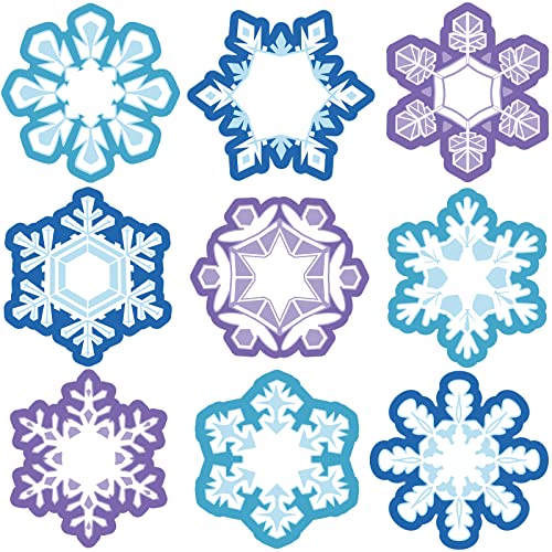 Containlol 45 Pcs Winter Cutouts, Christmas Accents Paper Cutouts Name Tags Seasonal Bulletin Board Tree Displays Classroom Decor for Teacher Homeschool Holiday (Snowflake Style, Blue, Purple)