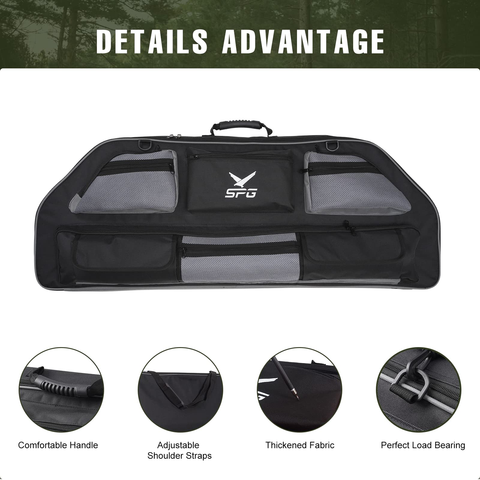 Aimdor Compound Bow Bag Archery Bow Case Shoulder Strap Safe Shot Portable Carry Bag Pockets for All Accessories Black