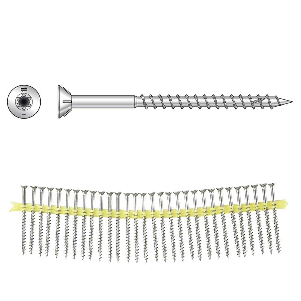 Simpson Strong-Tie SSDWP3S305 Deck-Drive DWP Wood SS Screw (Collated) — 10 x 3 in. T25 6-Lobe Type 305 (1000-Qty)