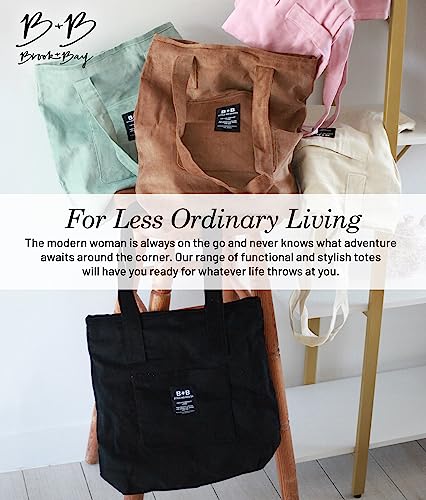 Brook + Bay Corduroy Tote Bag for Women - Boho Bag - Plain Tote Bag with Pockets - Cute Tote Bags Aesthetic - Shoulder Bag