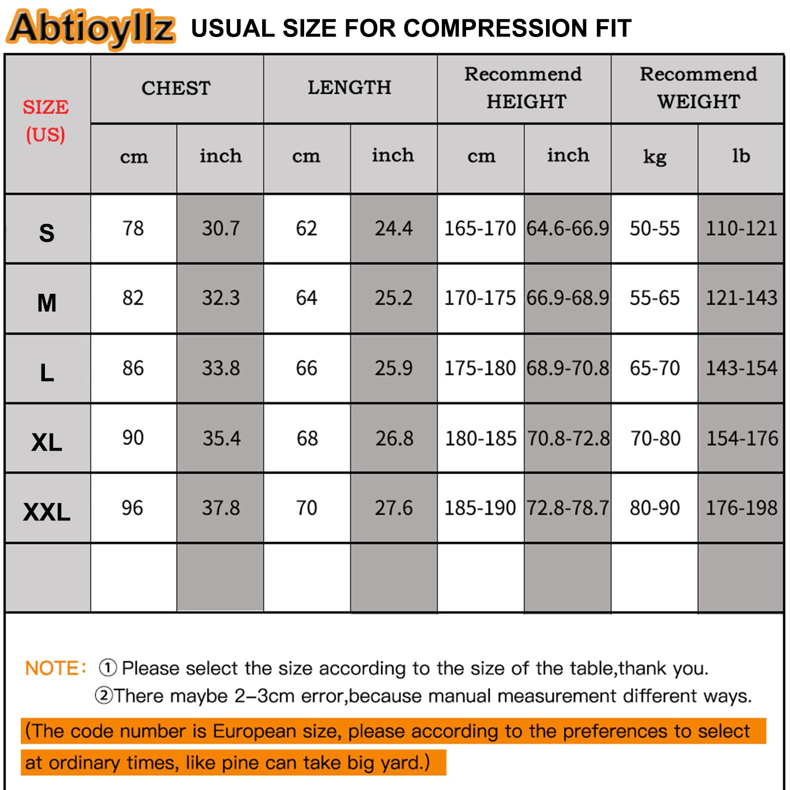 ABTIOYLLZ Men's Compression Shirts Athletic Cool Dry Short Sleeve for Men Workout T-Shirts Base Layer Undershirt