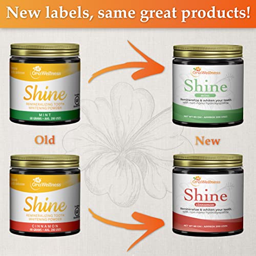 OraWellness Shine Remineralizing Tooth Powder with Hydroxyapatite, Natural Teeth Whitening Powder, Tooth Stain Remover and Polisher, Fresh Mint