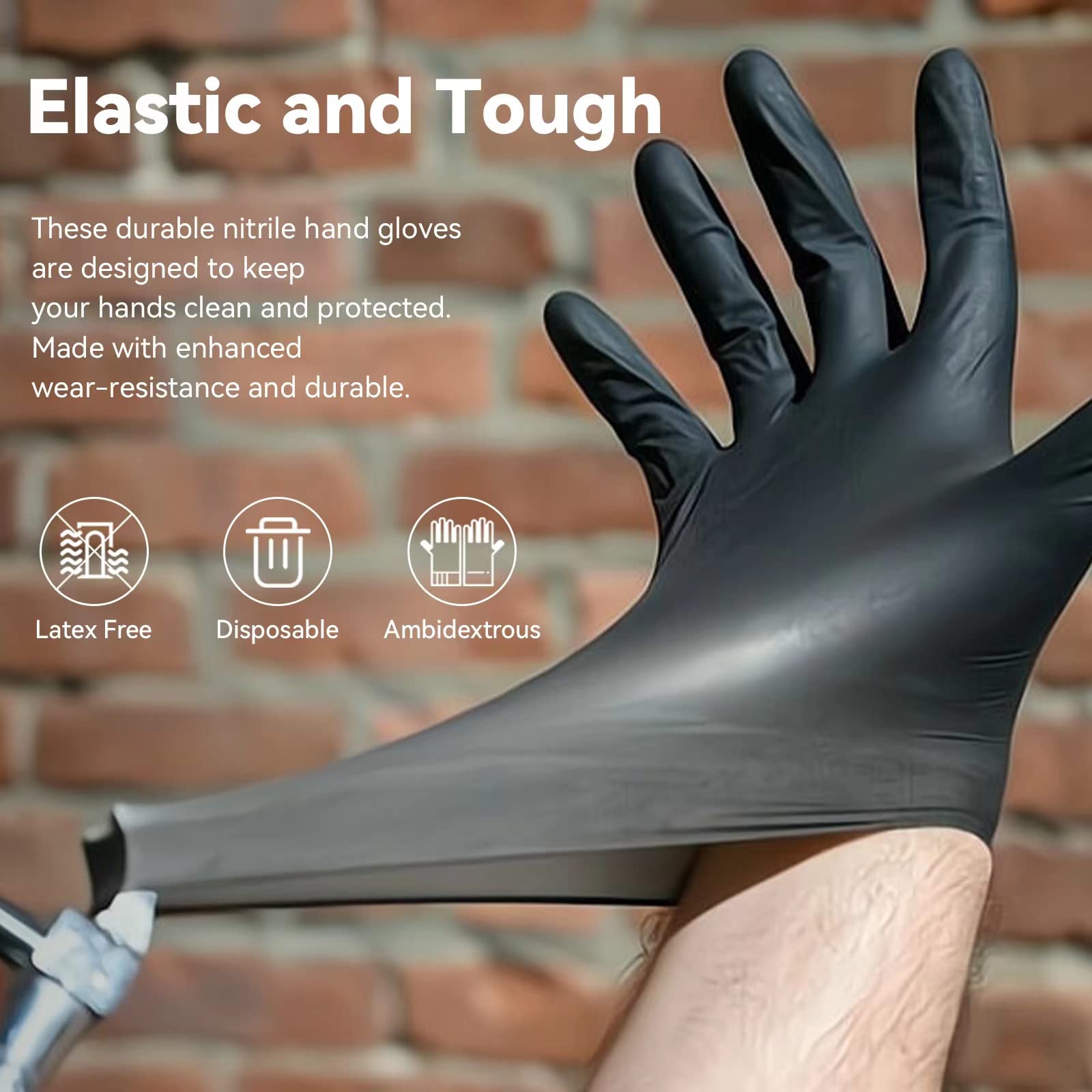 Amozife Black Nitrile Disposable Gloves, 6 Mil Powder & Latex Free Non-Sterile Exam Gloves for Cooking, Cleaning, Food Prep,Medium