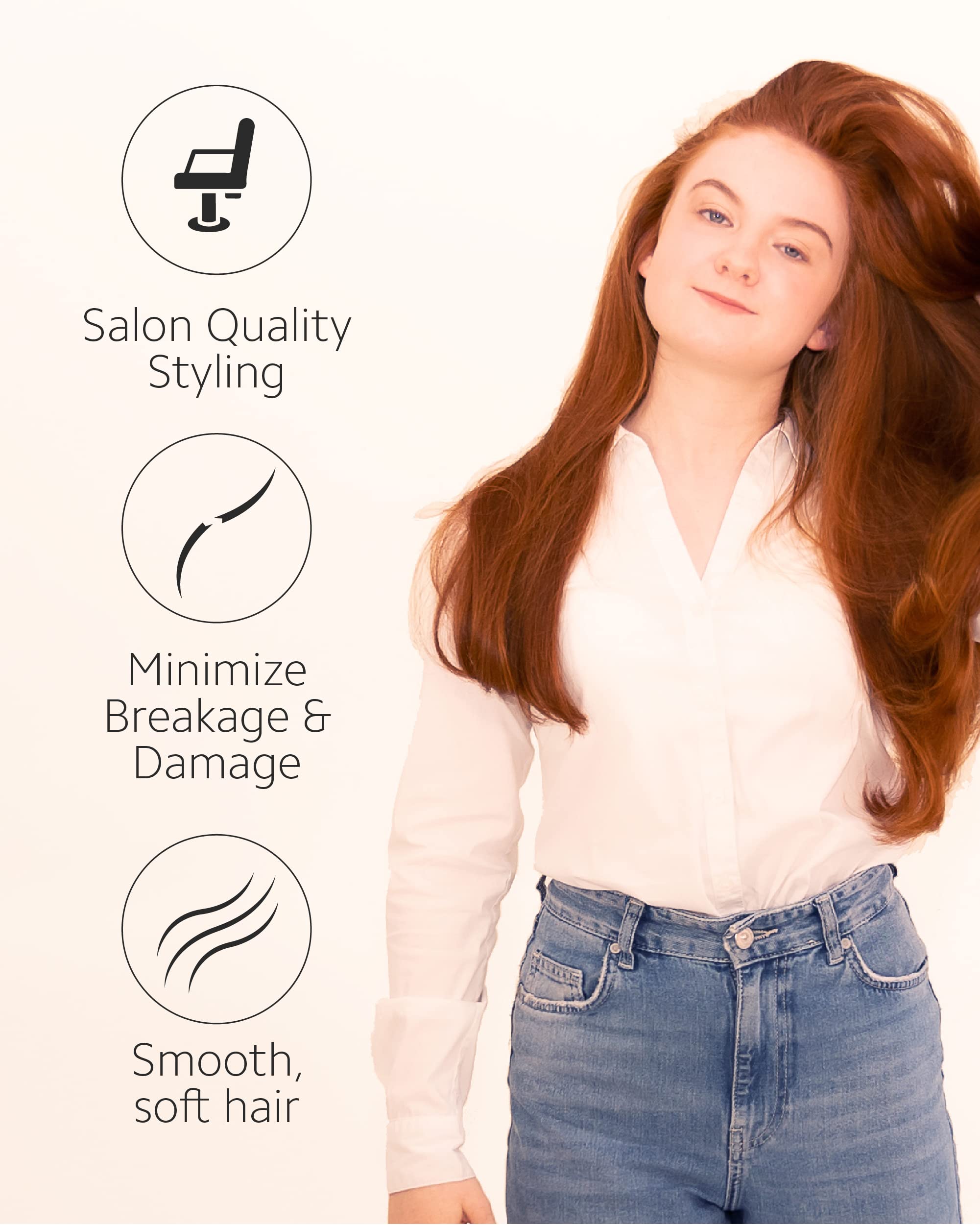 Ibiza Hair Round Boar Bristle Brush (EX5-80mm) | Lightweight with Reinforced Bristles & Cork Handle | Ideal for Loose Curls & Big Volume | Adds Texture & Shine for Medium to Long Styles