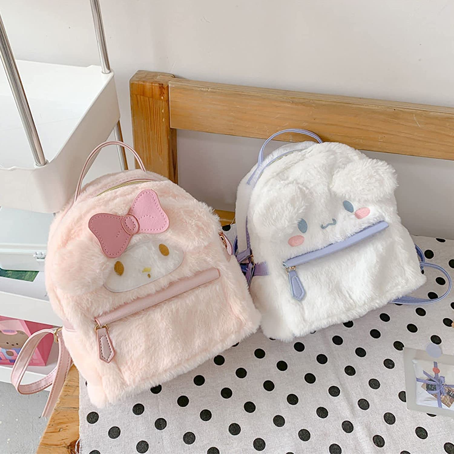 ACCENE Cute Furry Plush Cinnamoroll-Dog Backpack - Mini Girls Backpacks Great Gift for Kids