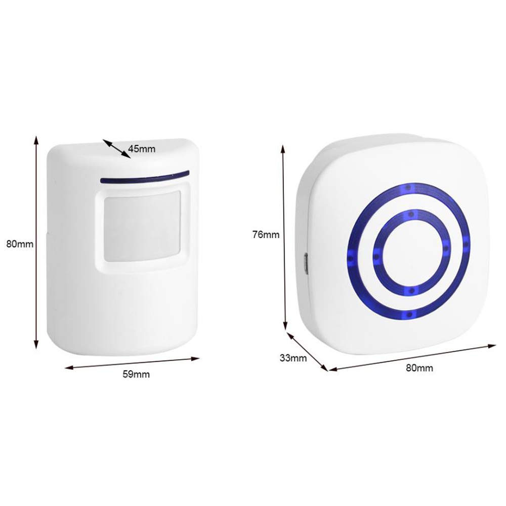 Wireless Home Security Driveway Alarm, Enegg Entry Alert, Visitor Door Bell Chime with 1 Plug-in Receiver and 2 PIR Motion Sensor Detector Alert System, Quality Sound and LED, 38 Melodies