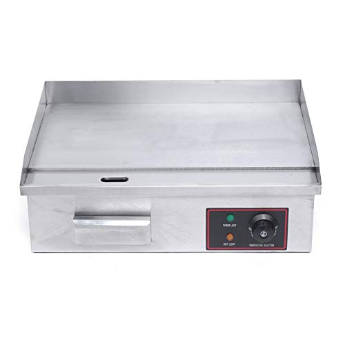 Electric Griddle, 110V Commercial Restaurant Countertop Grill Stainless Steel Flat Top Griddle Nonstick Teppanyaki Machine with Adjustable Temperature Control 50-300℃ for Home Restaurant Kitchen