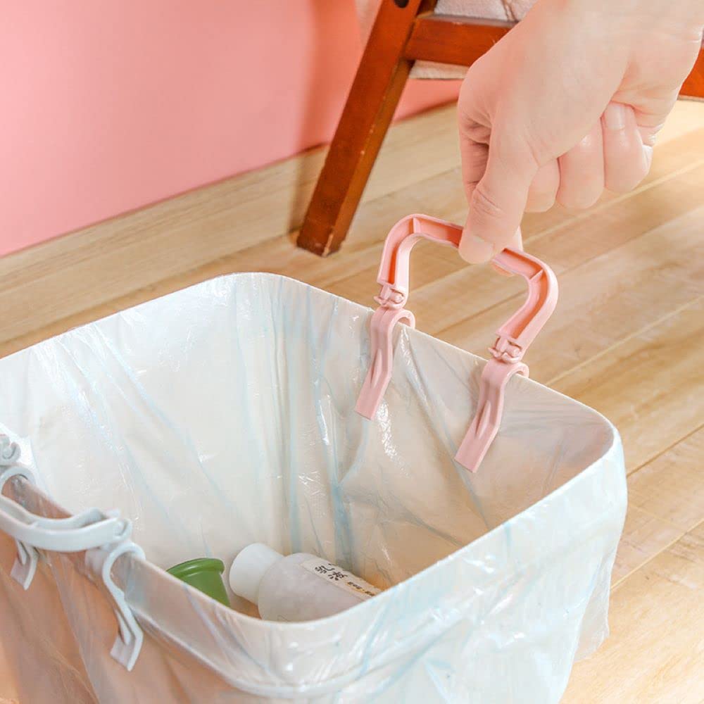 NentMent 4 Pack Waste Basket Clips with Handle Non-Slip Trash Bags Clamp Holder for Wastebucket Liners Garbage Can Cardboard Box Trash Container Bathroom Bedroom Office Under Desk Sink Cabinet