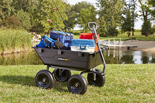 Gorilla Carts GOR6PS Poly Yard Dump Cart, Heavy-Duty Convertible 2-in-1 Handle, 1-(Pack), Black
