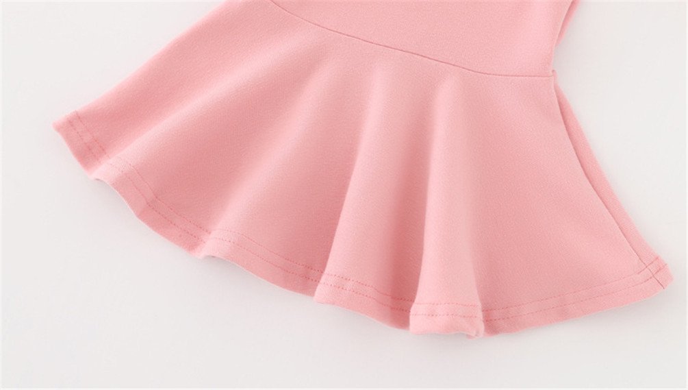 Csbks Toddler Baby Girls Long Sleeve Cotton Dress Solid Ruffle Tops 2T Pink