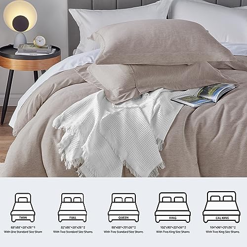 CozyLux King Size Comforter Set - 3 Pieces Warm Taupe Soft Luxury Cationic Dyeing Bedding Comforter for All Season, Breathable Lightweight Fluffy Bed Set with 1 Comforter and 2 Pillow Shams