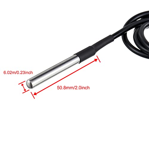 BOJACK DS18B20 1M Temperature Sensor Temperature Probe Stainless Steel Package Waterproof(Pack of 2 Pcs)
