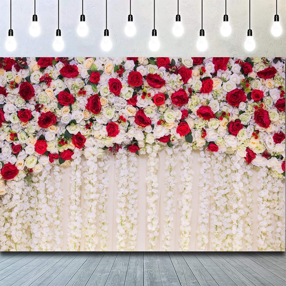 CSFOTO 10x8ft Wedding Backdrops for Reception Floral Backdrop for Wedding Shower Engagement Backdrop Flower Wall Backdrop Bridal Shower Background for Cradle Ceremony Backdrop for Proposal
