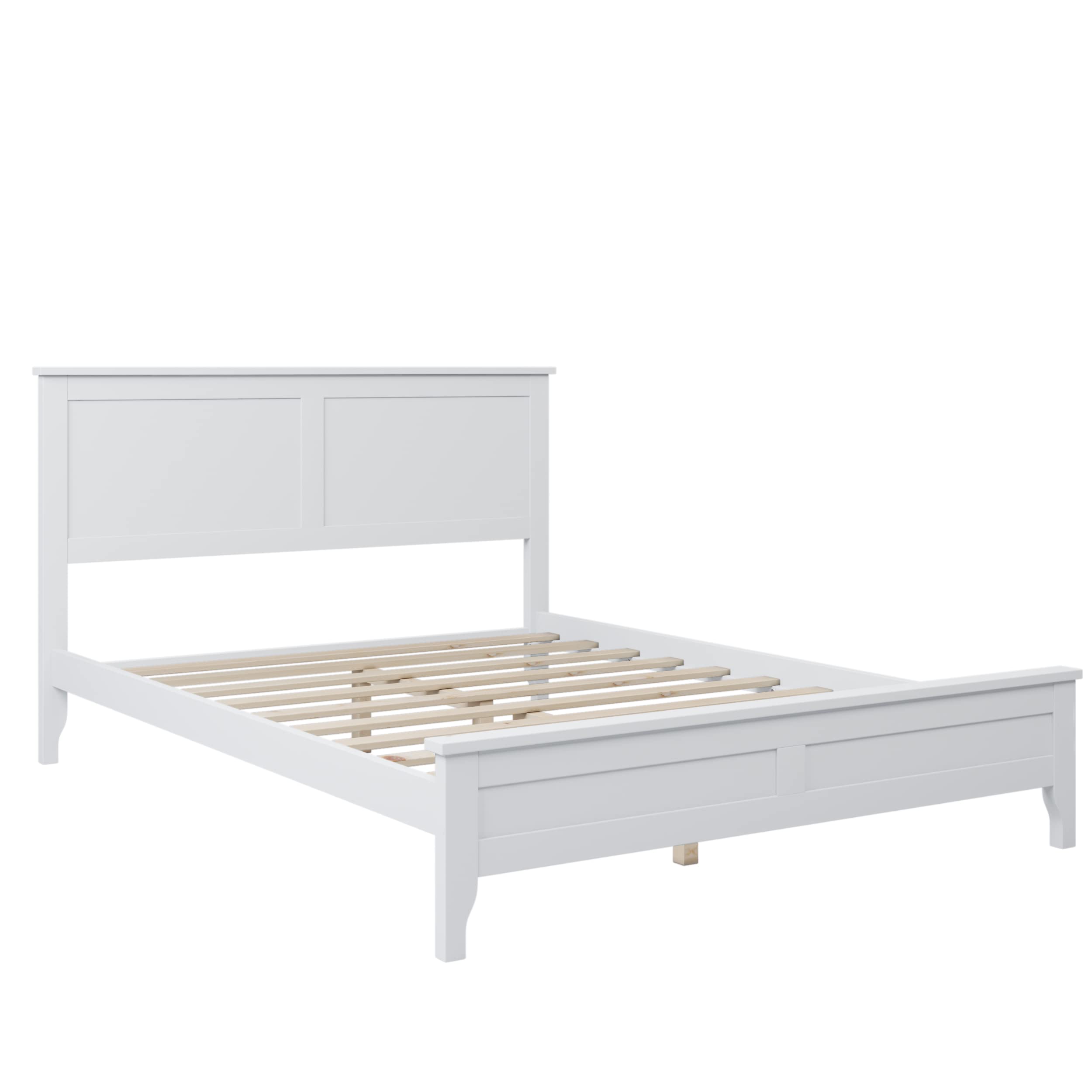 P PURLOVE Full Size Bed Frame,Modern Solid Wood Full Size Platform Bed Frame,No Box Spring Needed,Gray