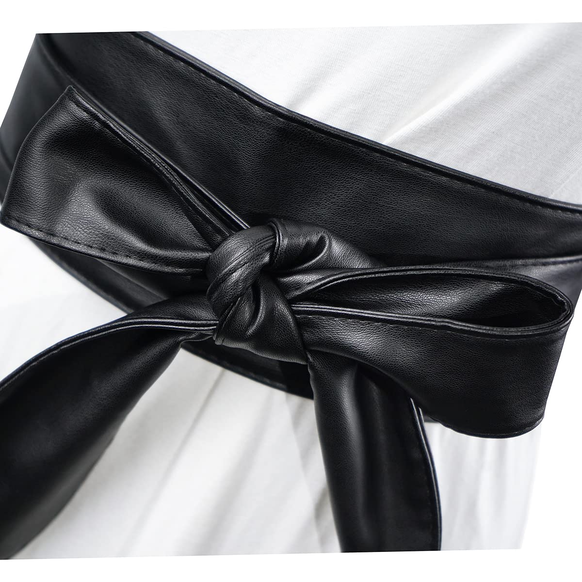 Glamorstar Wrap Belts for Women Dresses Wide Leather Cinch Tie Knot Waist Belts Black 137.8IN/350CM