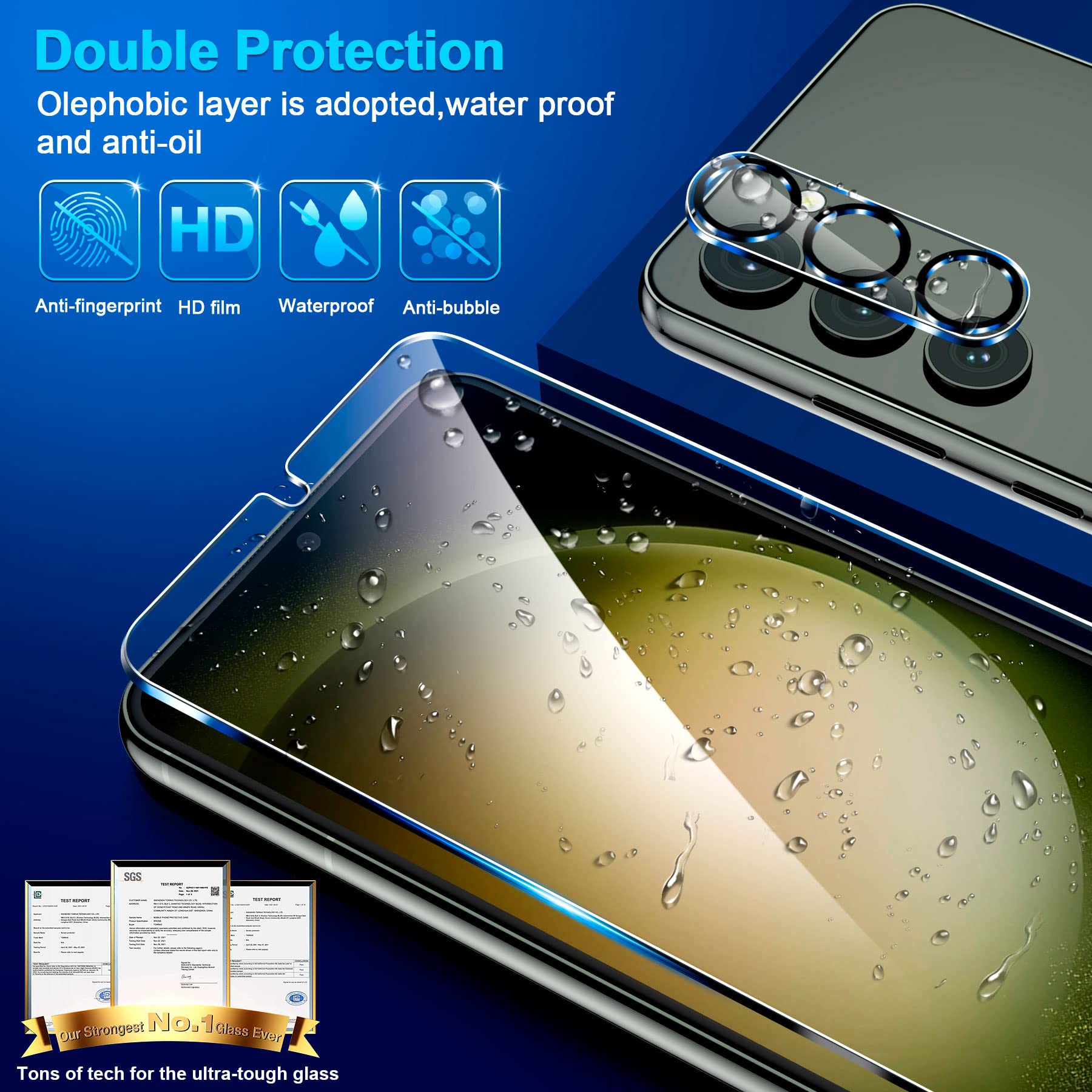 Arshek [4+3 Pack] for Samsung Galaxy S23 Glass Screen Protector, 9H Tempered Glass, Ultrasonic Fingerprint Compatible, HD Clear Case Friendly for Samsung S23 Screen Protector 5G