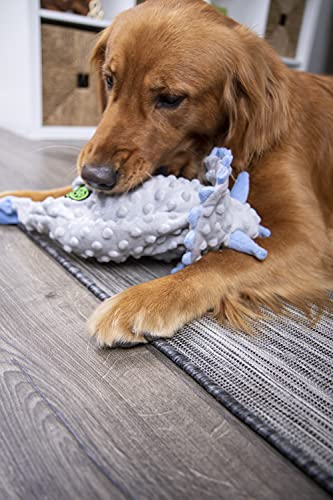 goDog Dinos Frills Squeaky Plush Dog Toy, Chew Guard Technology - Gray, Large