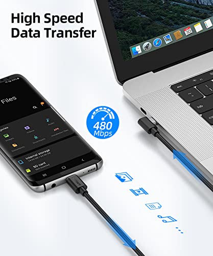 SUNGUY USB C to USB C Cable 1FT [2Pack], Right Angle 90 Degree Type C to C 60W PD Fast Charge Compatible for Samsung Galaxy S21 S20 S10, MacBook Air/Pro, iPad Pro 2020, Pixel 4/3 XL