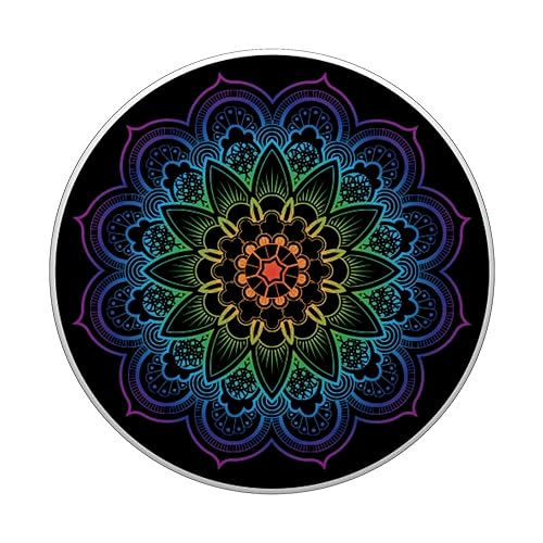 Colorful Sacred Geometry Yoga Mantra Psychedelic Mandala PopSockets PopGrip: Swappable Grip for Phones & Tablets PopSockets Standard PopGrip