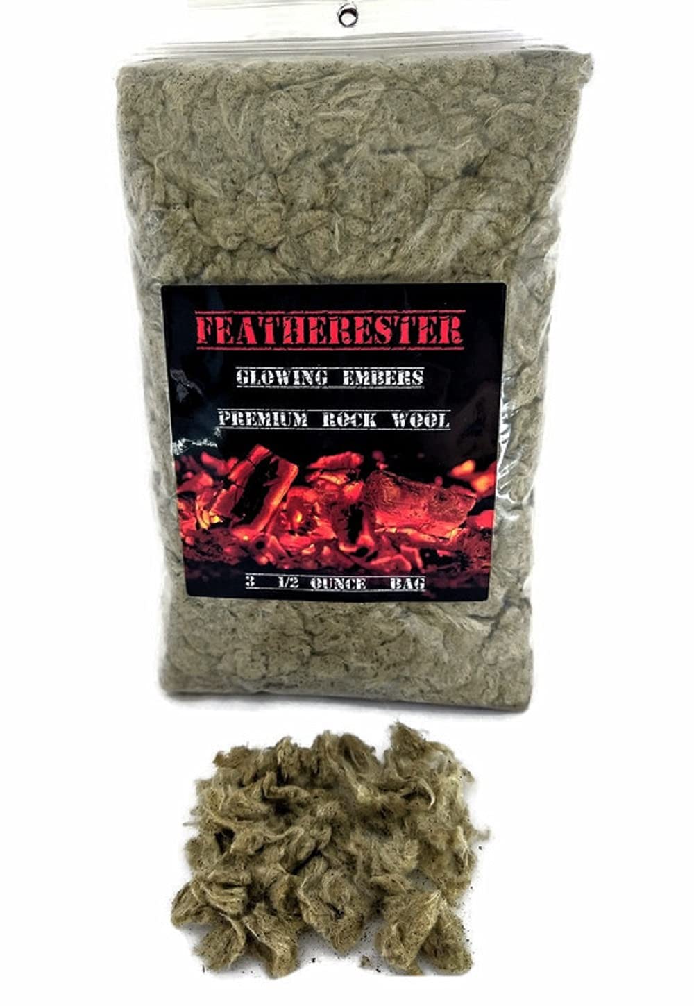 Gas Fireplace Logs ~ Glowing Ember's ~ Premium Rock Wool ~ 3 1/2 Ounces ~ Convenient Storage Hanging Hole ~ Vented Natural Gas Or Liquid Propane Fuels Friendly