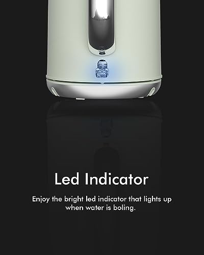 Electric Tea Kettle, Longdeem 1.7L Stainless Steel Water Boiler & Heater, 1500 Watts for Fast Boiling, Auto-Shutoff and Boil-Dry Protection, Cordless Serving with LED Light, Pastel Green