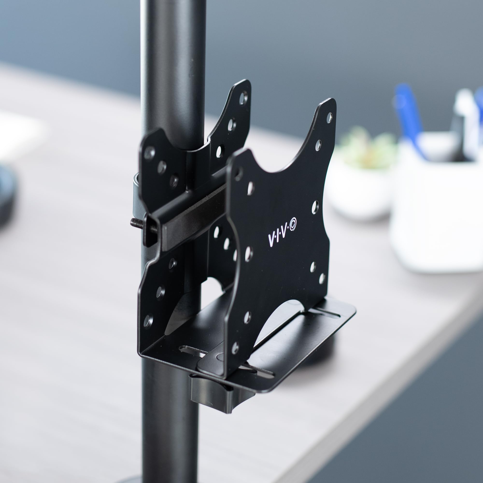 VIVO Adjustable Thin Client Mini PC Mount Bracket, CPU VESA Under Desk and Monitor Arm Computer Holder, Black, MOUNT-PC05C