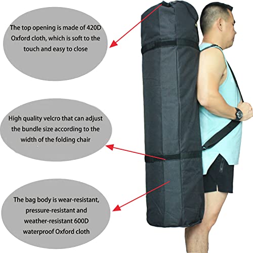 Folding Chair Replacement Bag, Heavy Duty Camp Chair Storage Bag Carrying Bag with Shoulder Strap for Coleman, Coastrail, Kijaro, GCI Folding Camping Chair (48 Inches)