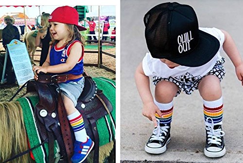 Xiyadun Unisex Toddler & Childs Cotton Knee High Calf Stripe Athletic Tube Socks(4-6 Years)