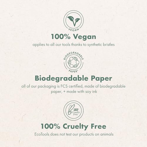 EcoTools Wonder Cover Complexion Brush, Makeup Brush For Flawless Foundation Application & Blending, Full Coverage Base Brush, Eco-Friendly, Synthetic Bristles, Cruelty-Free, 1 Count